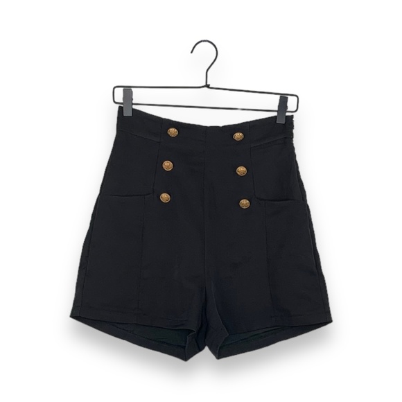 Tea n Cup | Shorts | Tea Cup Black High Waisted Gold Button Academia ...